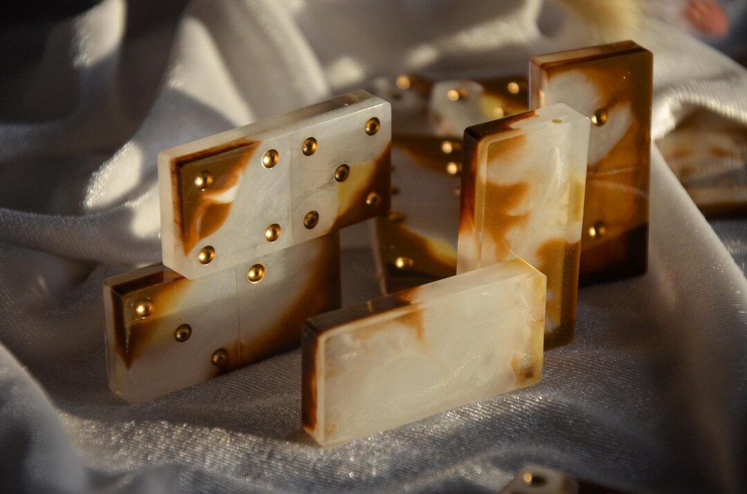 Marble Effect Resin Domino Set – Elegant Handmade Dominoes With Unique ...