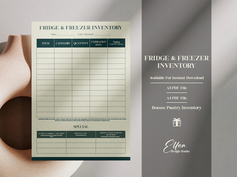 Freezer and Fridge Inventory, Printable A5 and A4 Size, Pantry ...