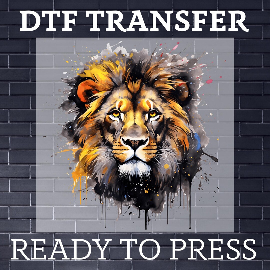 Lion Face DTF Transfer, Lion Ready to Press, Bulk DTF, Lion Design ...