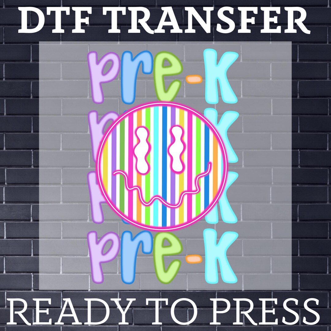 Neon Smiley Face DTF Transfer - Back to School Ready to Press - Etsy