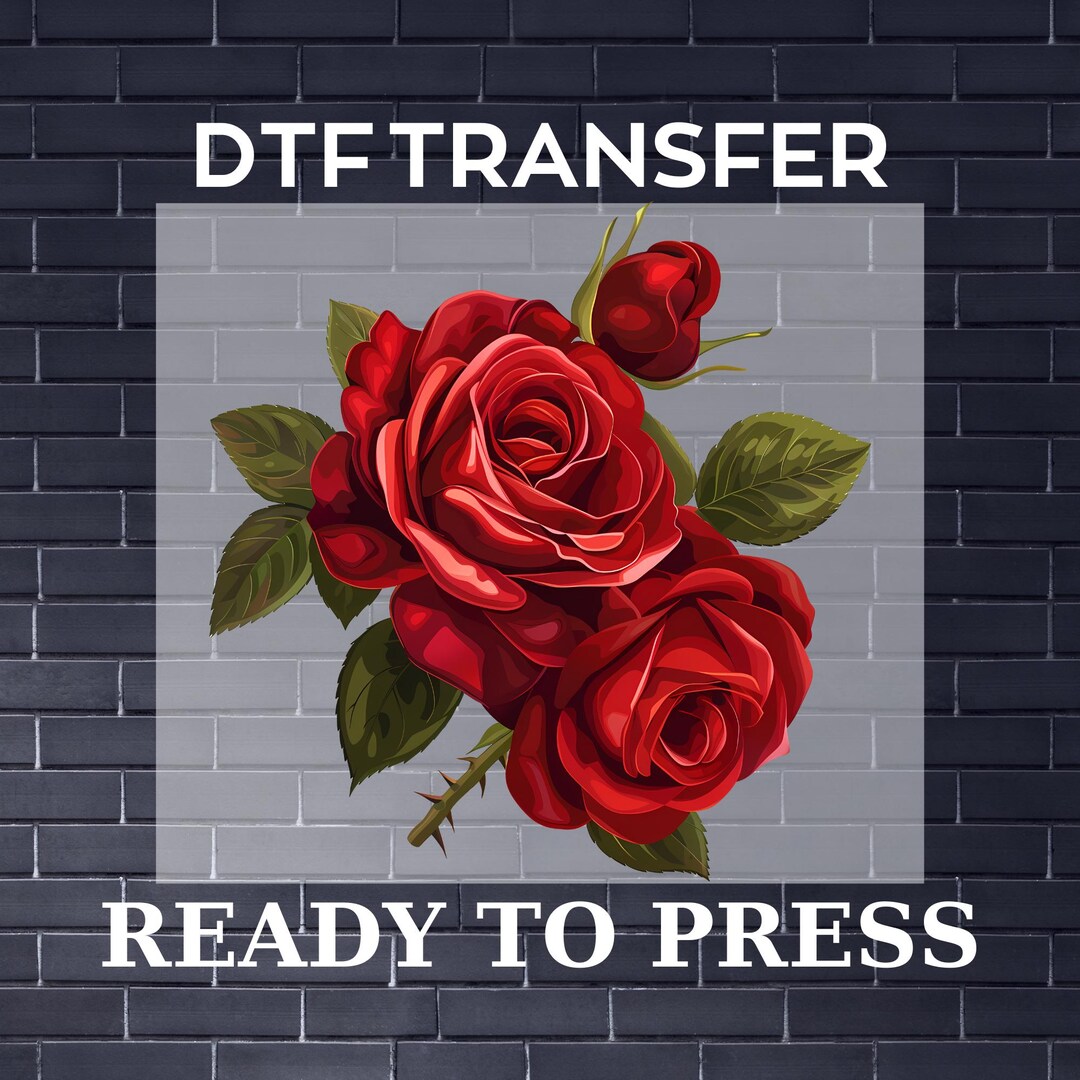 Red Rose DTF Transfer: Retro Heat Press Design - Etsy