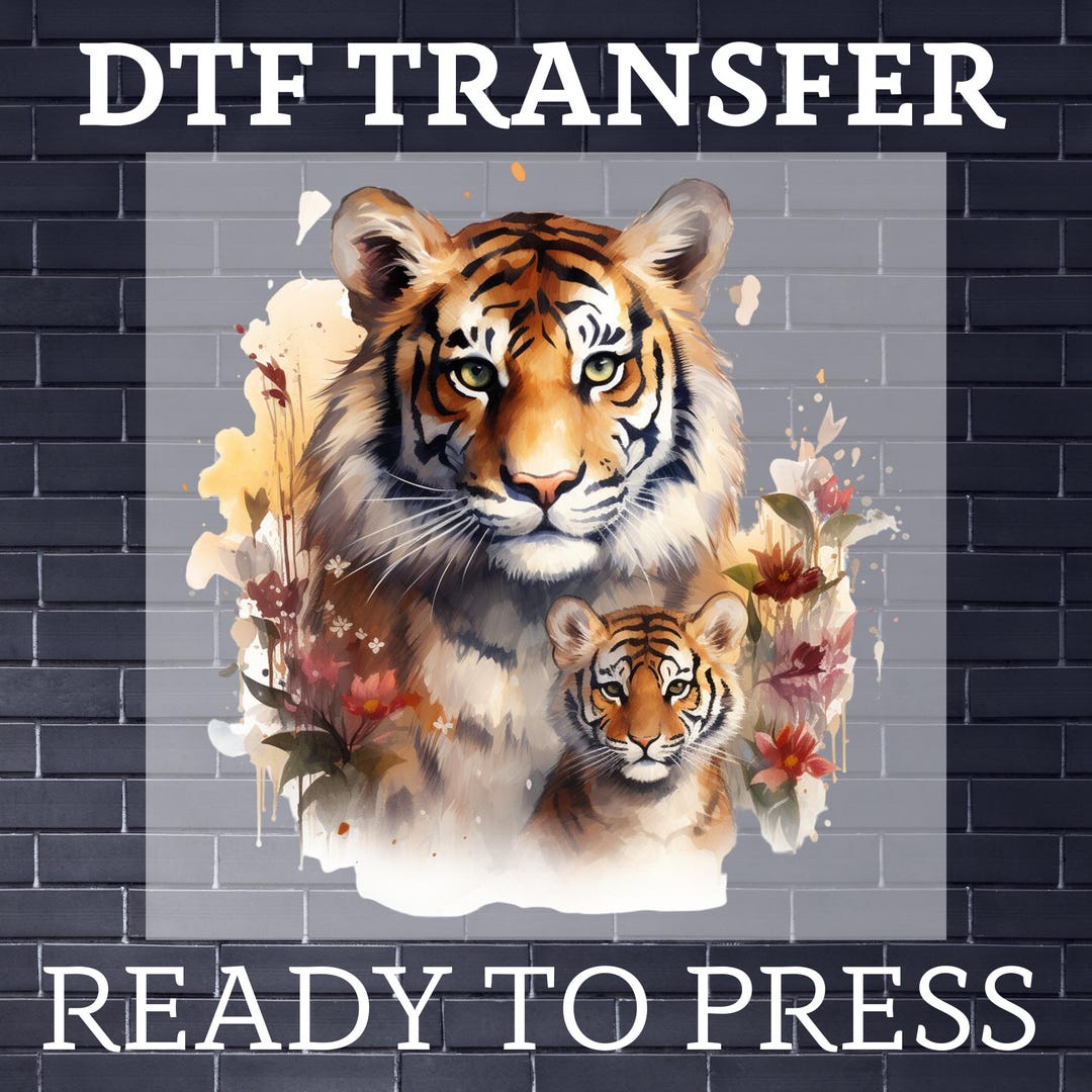 Tiger DTF Transfer, Tiger With Flowers Heat Press, Bulk DTF, Wintage ...