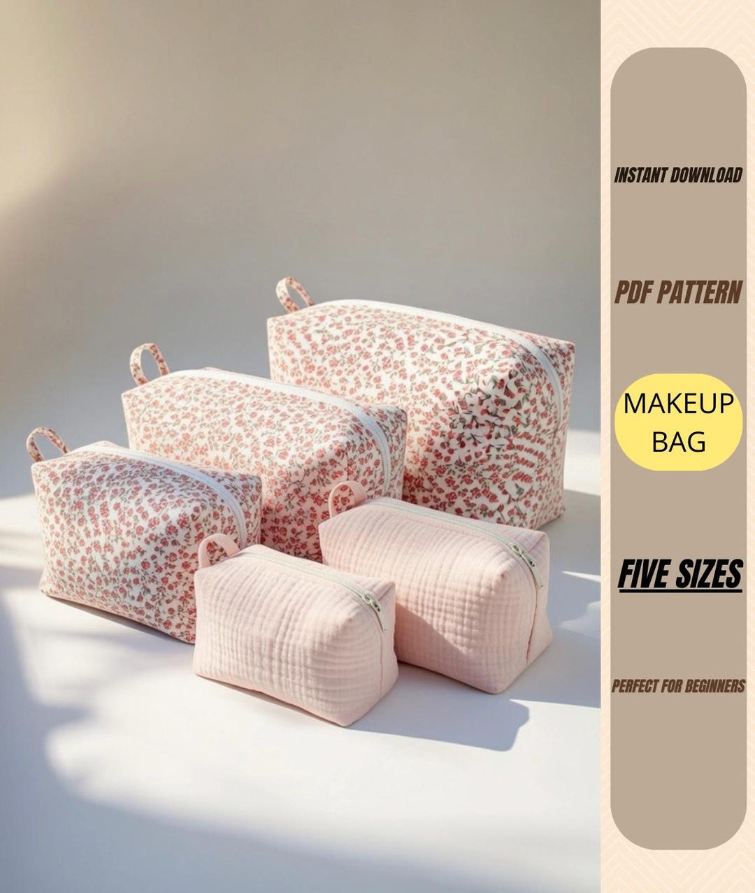 Cosmetic Bag Sewing Patterns Bundle - Makeup Bag PDF Patterns - Zipper ...