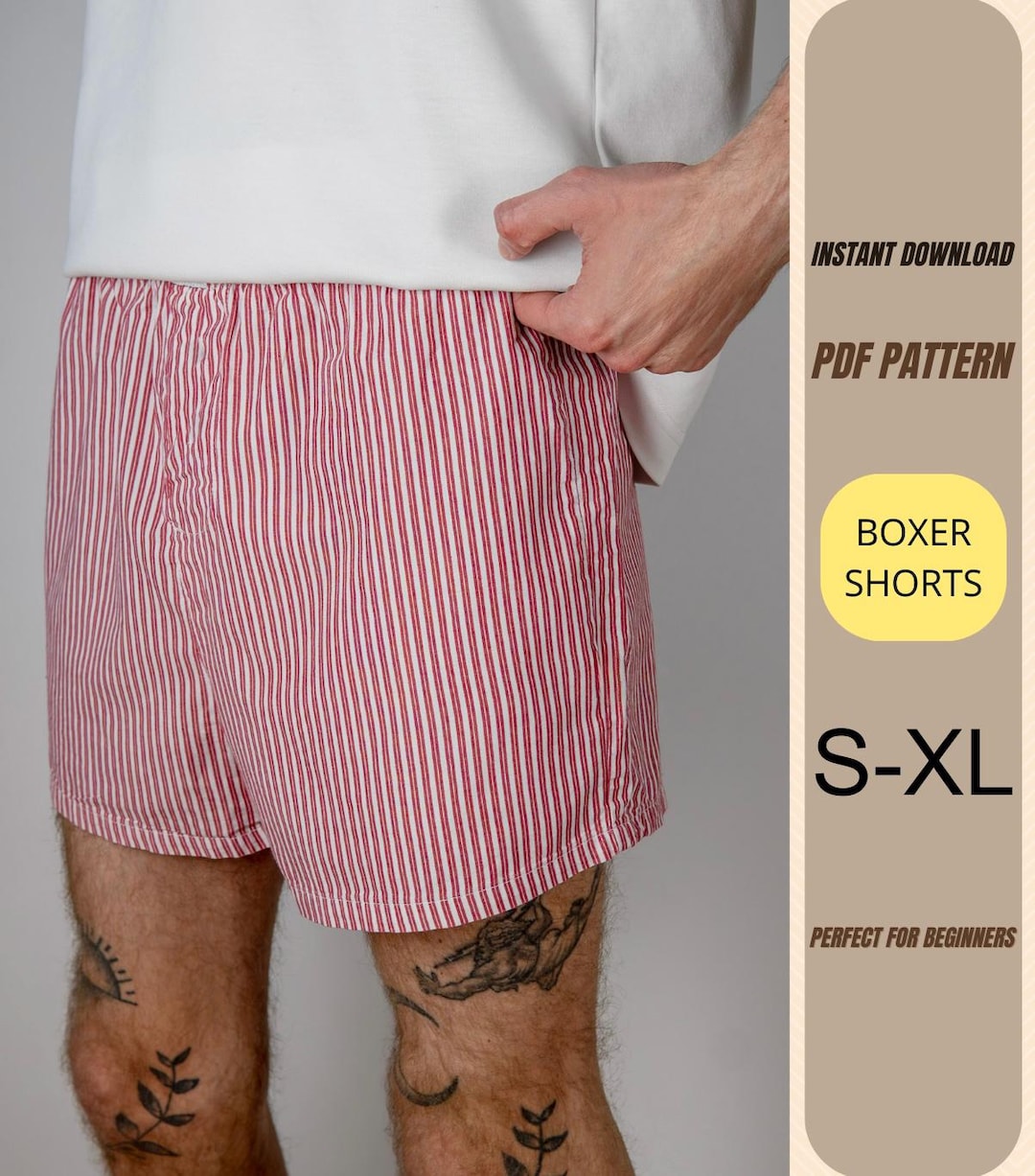Boxer Shorts Sewing Pattern - PDF Pattern S-XL - Comfortable Cotton ...