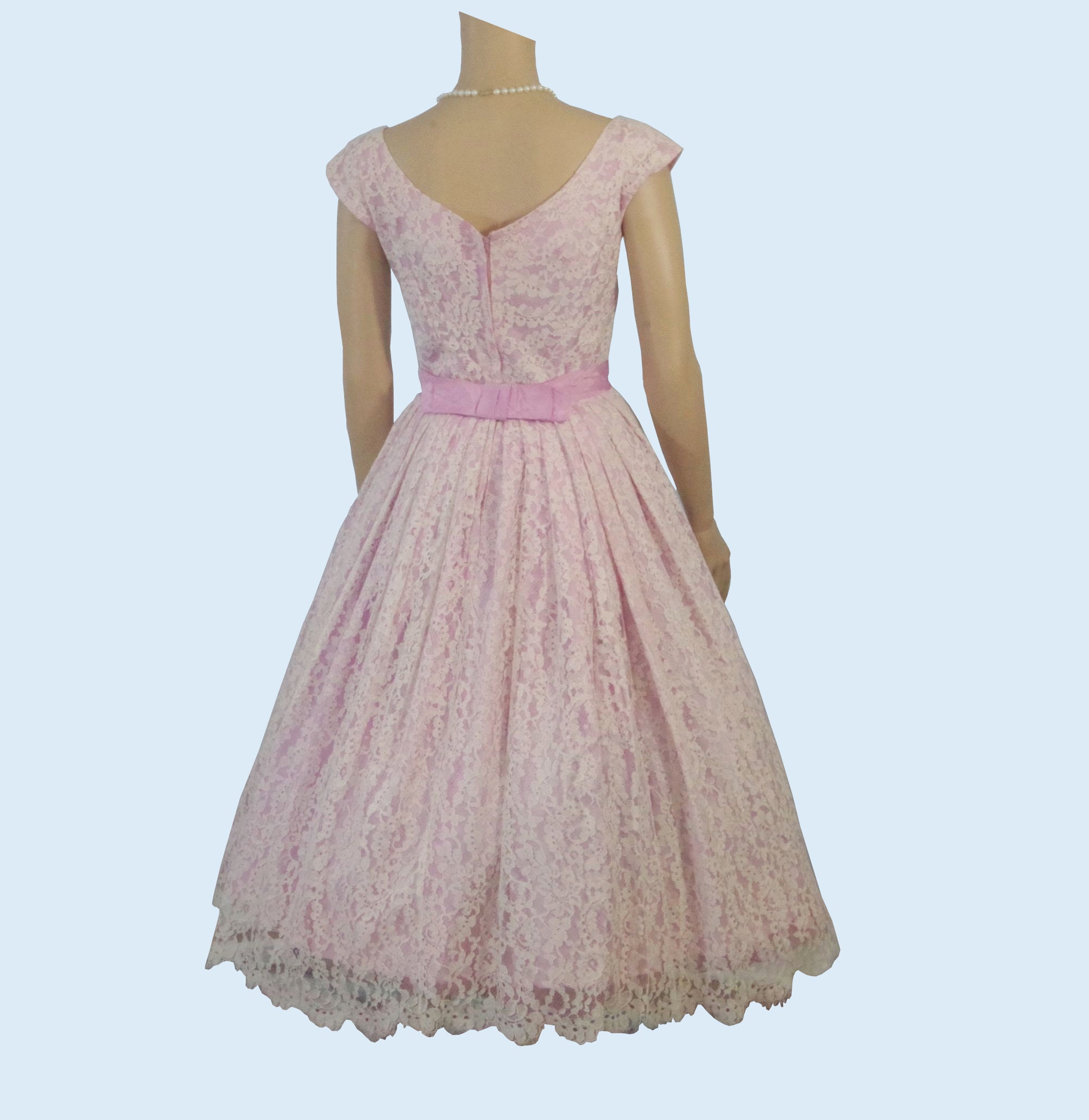 Reduced Vintage 50s Fred Perlberg Lace Over Lilac Taffeta Full Skirt ...