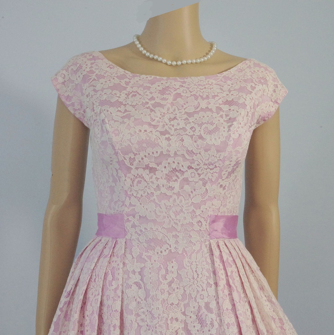 Reduced Vintage 50s Fred Perlberg Lace Over Lilac Taffeta Full Skirt ...