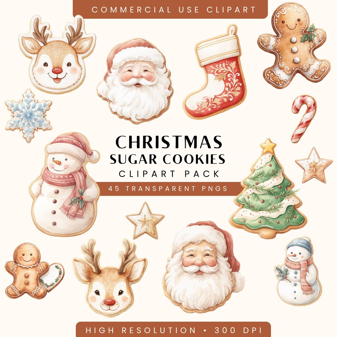 Christmas Sugar Cookies Clipart, Dessert Cake Cupcake Sweets, Card ...
