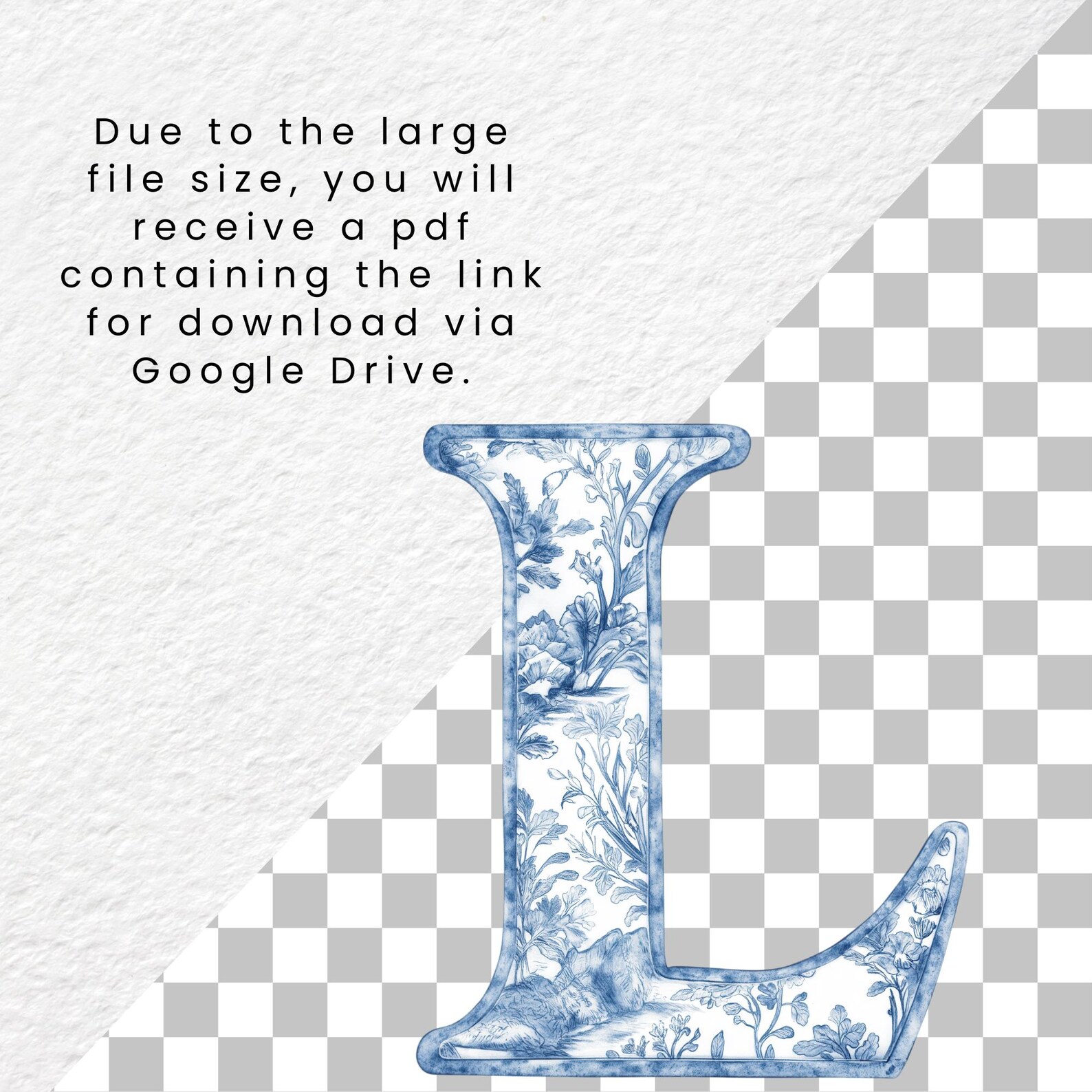 Blue Toile Chinoiserie Letter Clipart: Watercolor Alphabet (digital ...