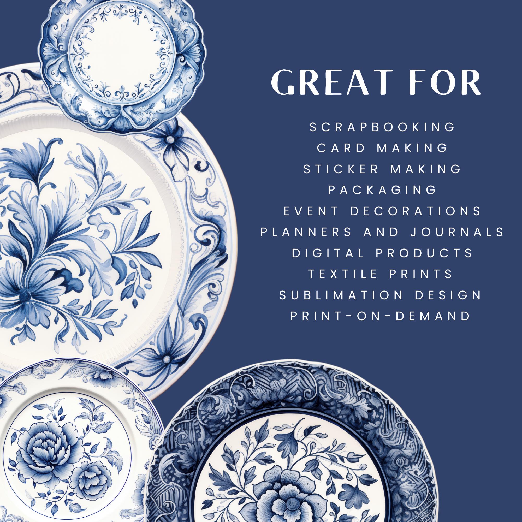 Chinoiserie Vases Clipart, Watercolor Floral Plate PNG Graphics ...