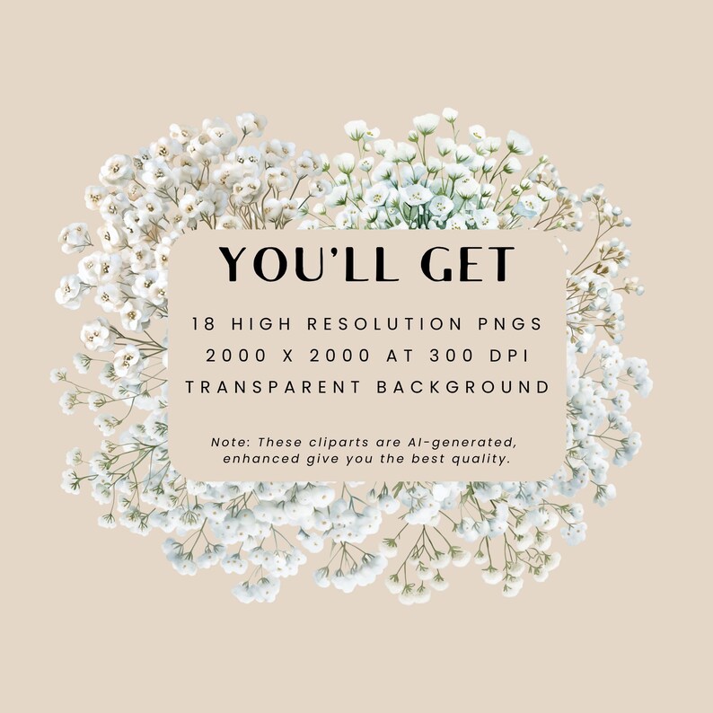Watercolor Baby's Breath Clipart: Floral Bouquet PNG (digital Download ...