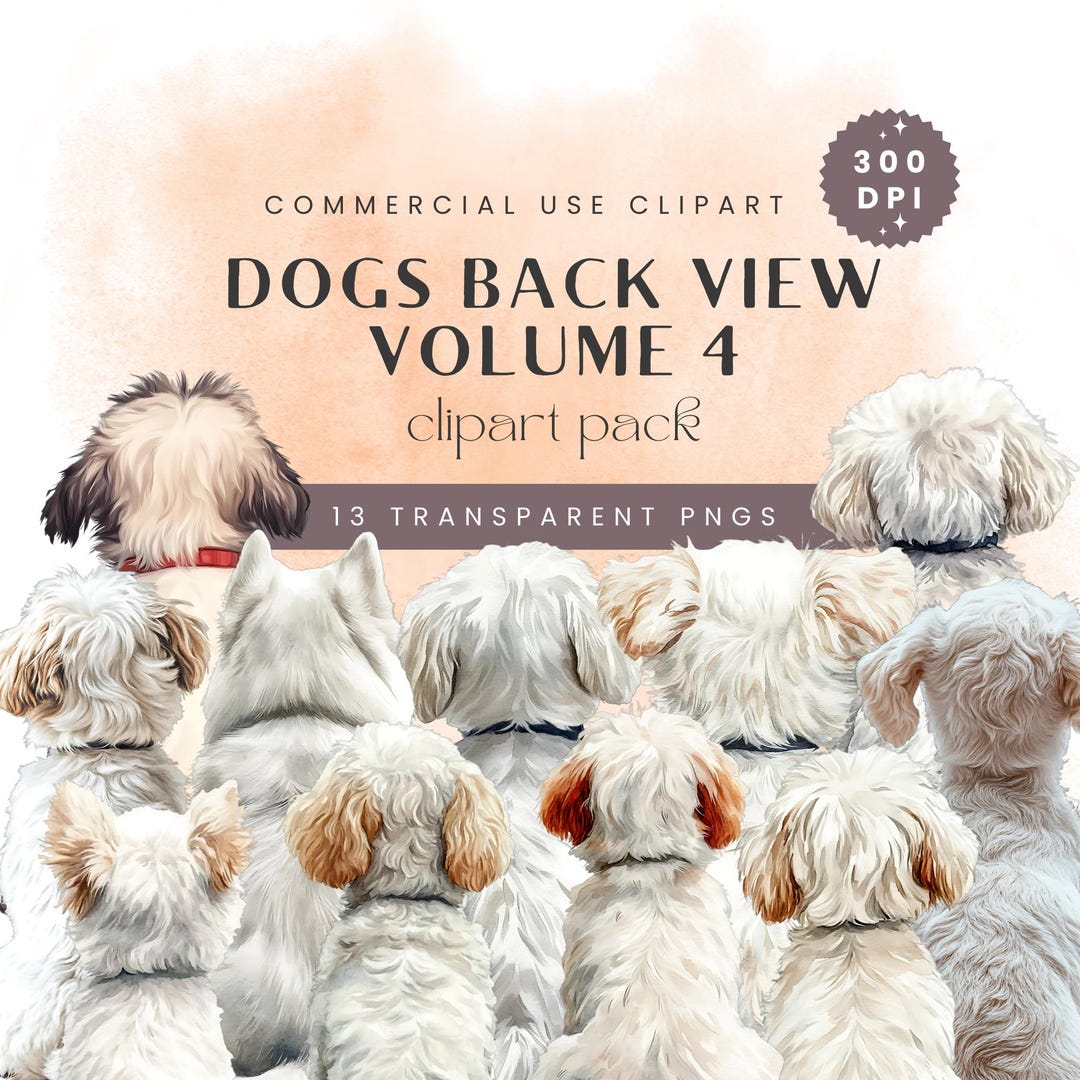 Watercolor Dog Clipart: Back View PNG Bundle (digital Download) - Etsy