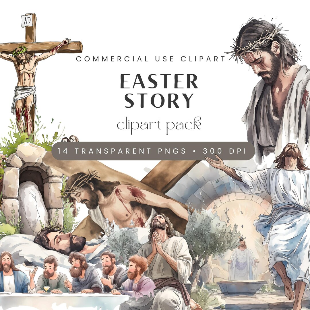 Easter Story Watercolor Clipart Bundle: Bible Characters (digital ...
