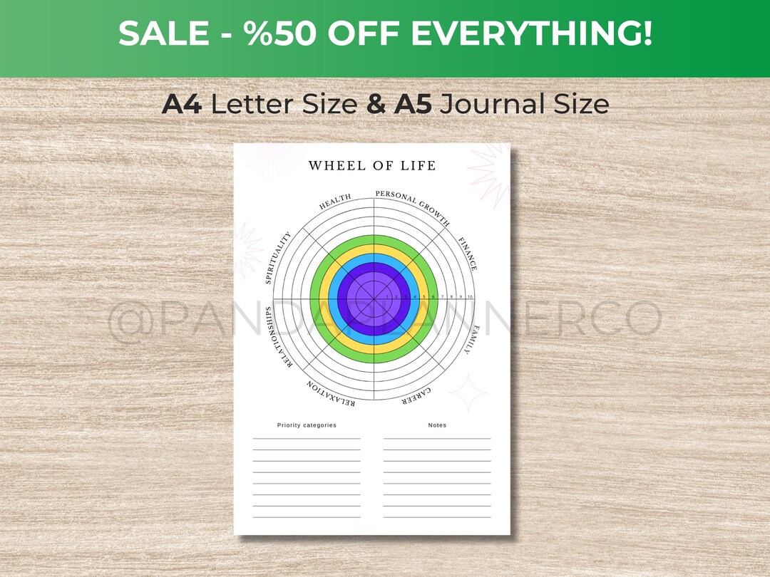 Wheel of Life Tracker Life Balance Assessment Self-improvement Planner ...