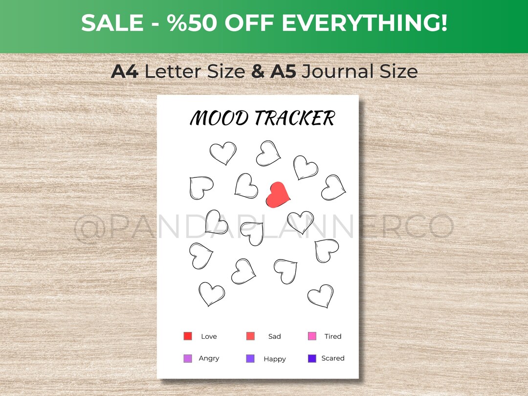 Heart Mood Tracker PRINTABLE Journal Page Planner Page Feelings Tracker ...