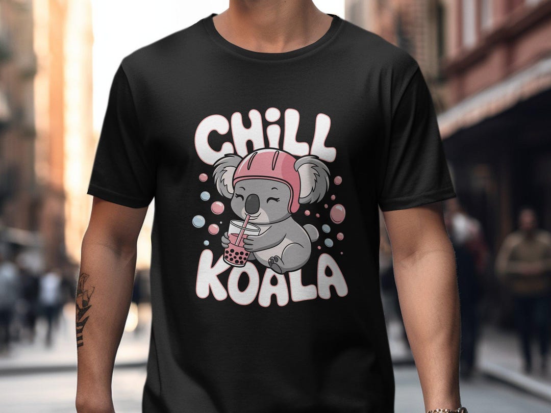 Chill Koala Bubble Tea Digital Download, Cute Koala Graphic, T-shirt ...