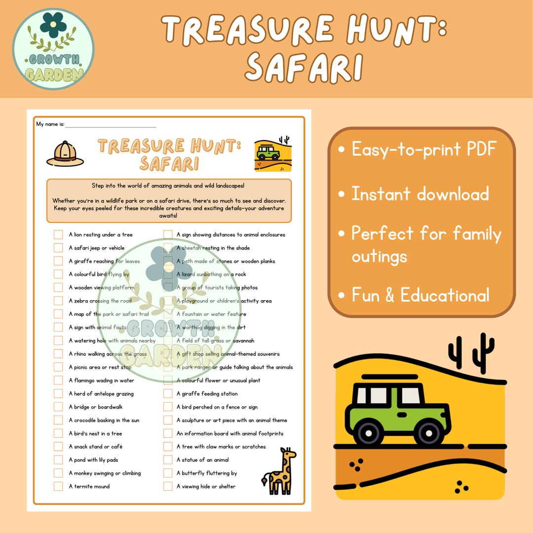 Safari Treasure Hunt for Kids | Outdoor Game Adventure | Holiday Games ...