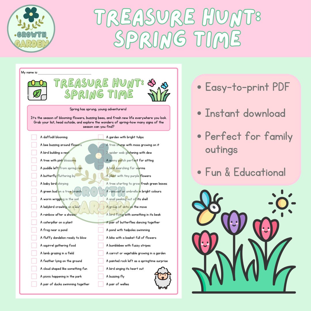Spring Treasure Hunt for Kids | Outdoor Game Adventure | Holiday Games ...