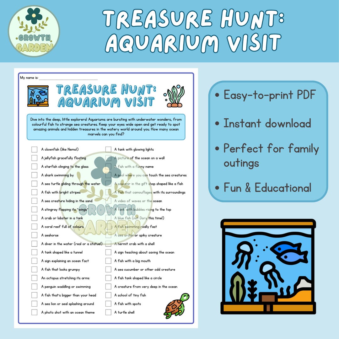 Aquarium Treasure Hunt for Kids | Outdoor Game Adventure | Holiday ...