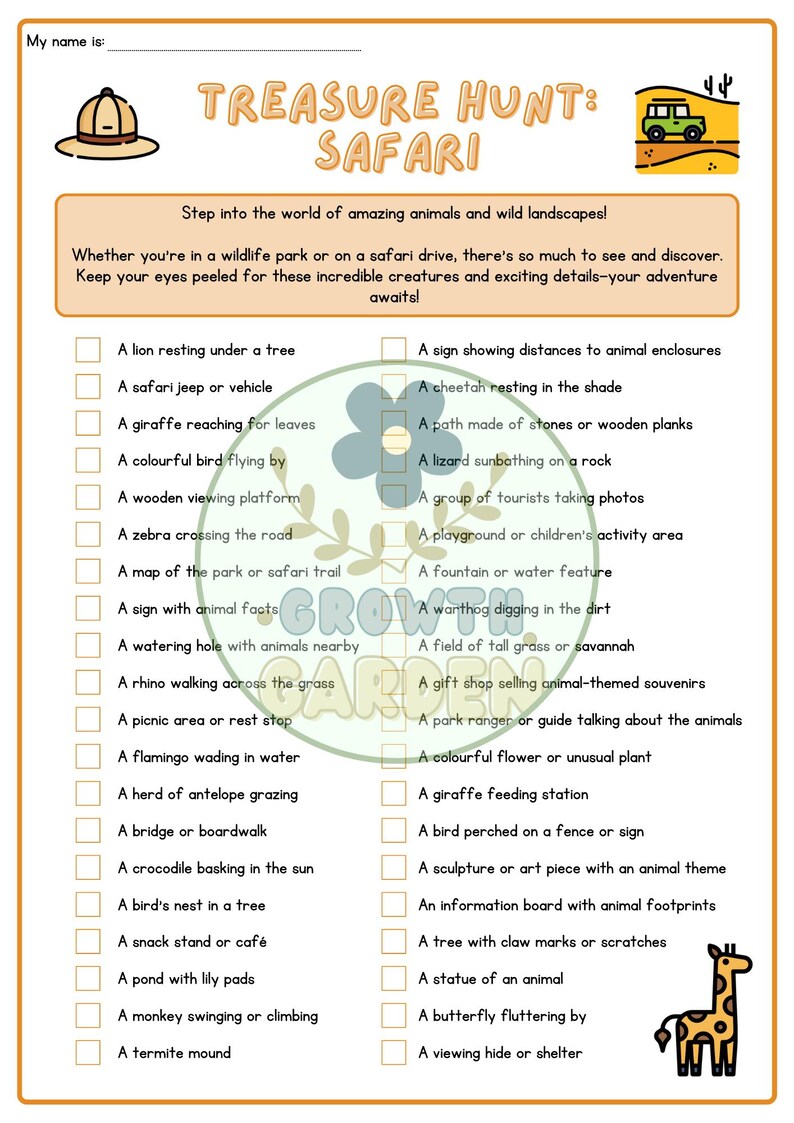 Safari Treasure Hunt for Kids | Outdoor Game Adventure | Holiday Games ...