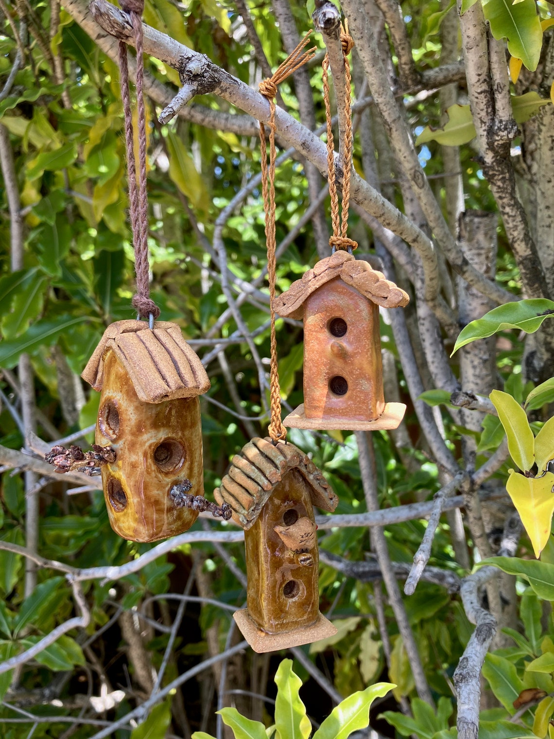 Mini Clay Birdhouse Handmade Tiny Sculpture Hand-built Bird Lover Gift ...
