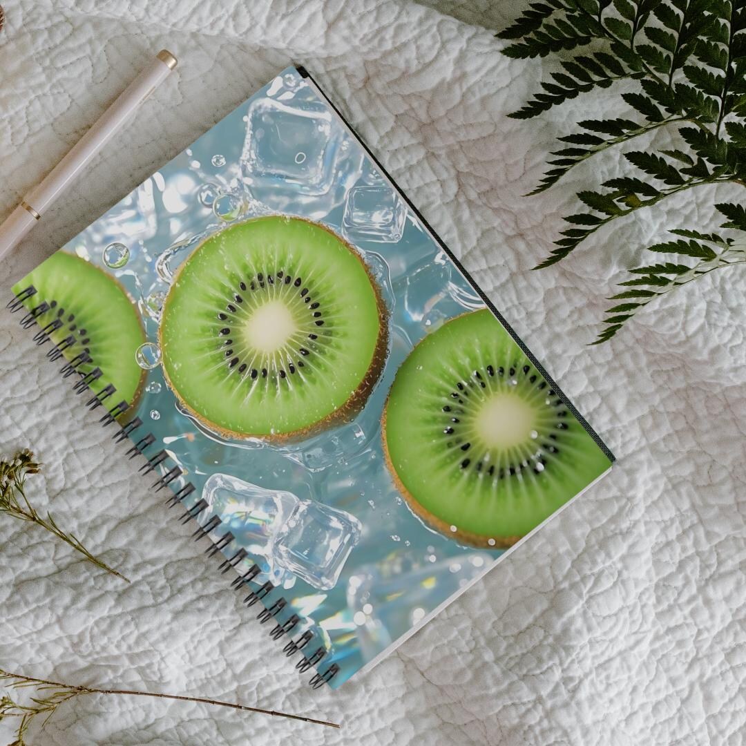 Spiral Notebook, Kiwi and Ice Cubes Design, Korean Stationery, School ...