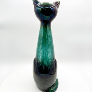 Vintage Blue Mountain Pottery Cat Figurine - Green Glaze, Mid-century ...