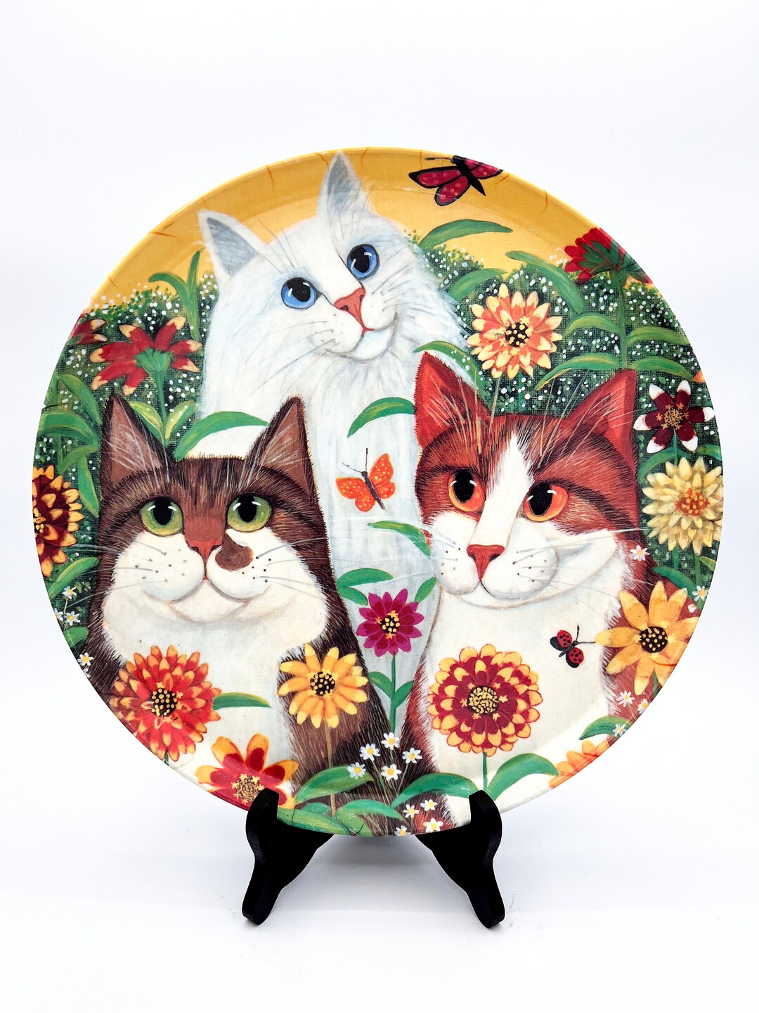 Vintage Italian Melamine Cat Tray | Sylvia Huber Gaensslen Art (12 5/8 ...