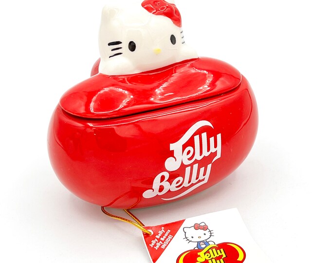 Rare HELLO KITTY Jelly Belly Sanrio Jelly Bean Jar Collectible Ceramic ...
