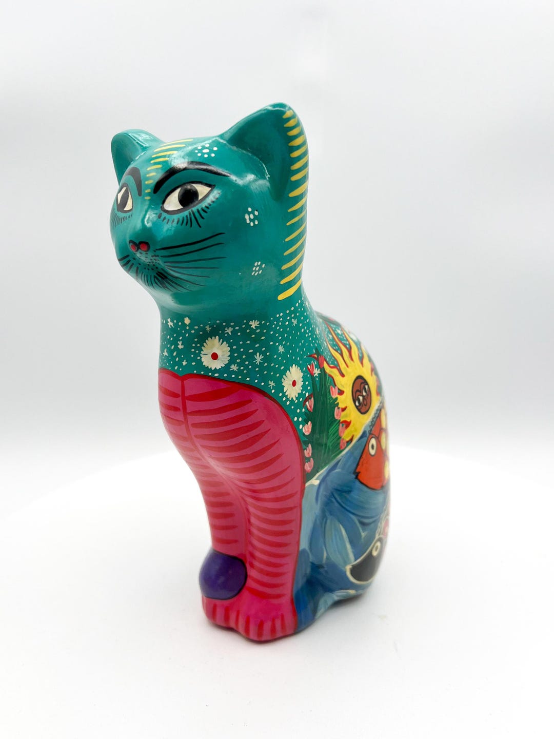 Vintage Talavera Cat Figurine | Hand-painted Mexican Pottery - Etsy