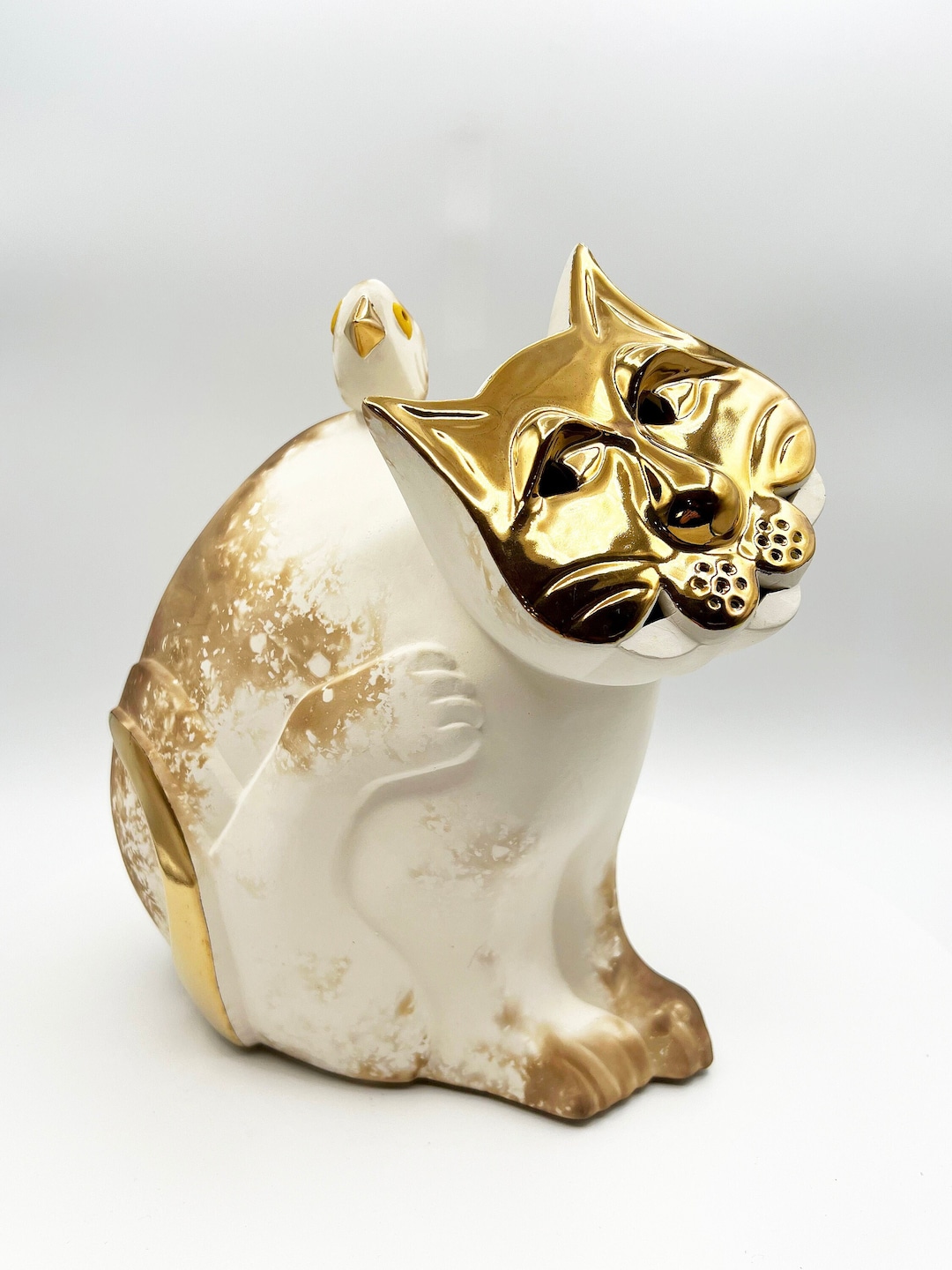 Vintage Pauline Pelletier Ceramic Cat With A Bird on Back Sculpture,24 ...
