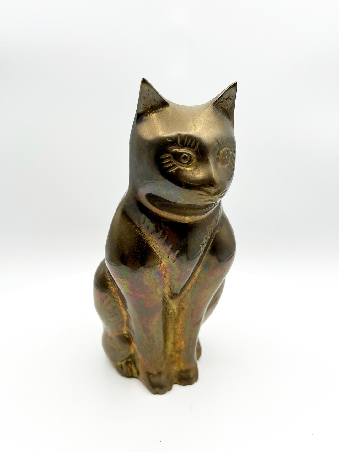 Vintage 7.25" Tall Solid Brass Cat Figurine, Solid Brass Cat ...