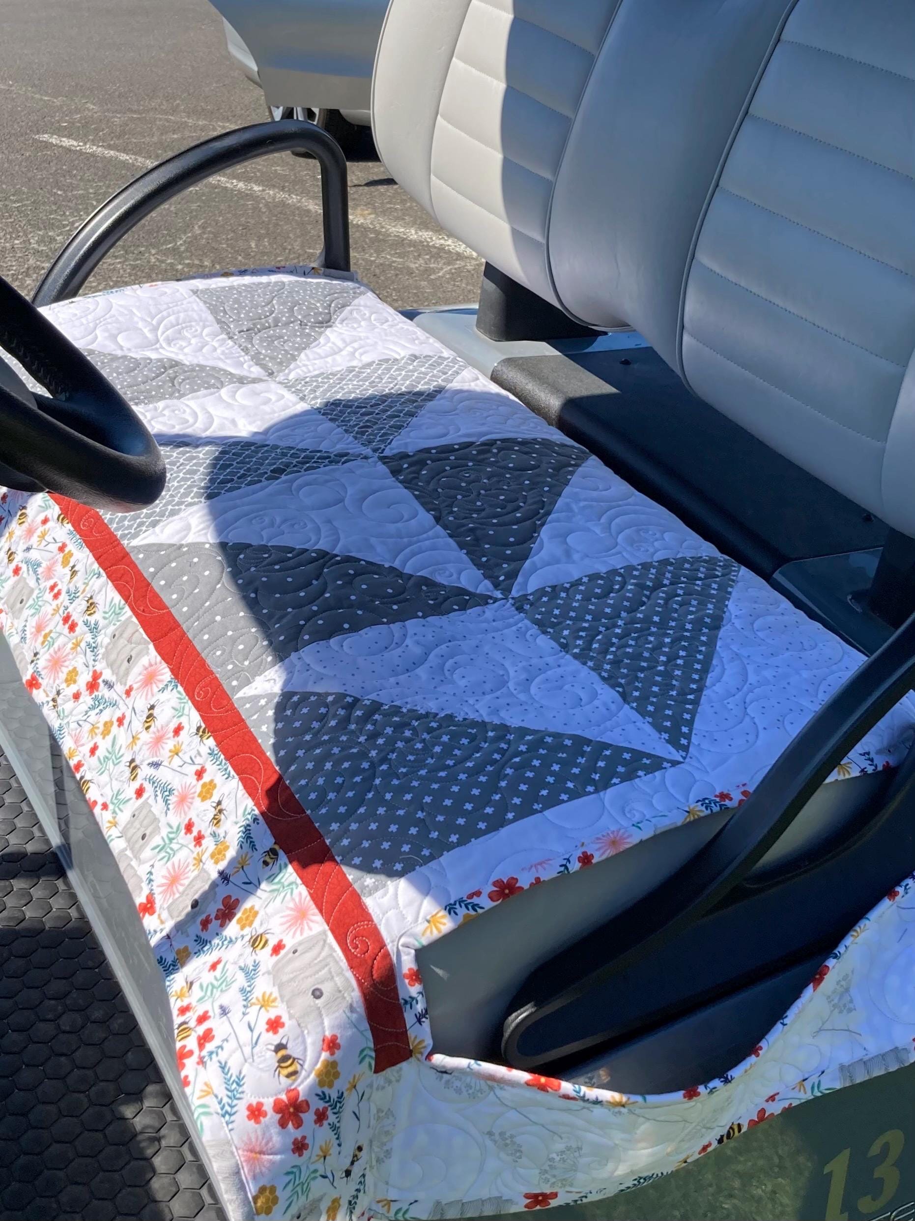 Golf Cart Seat Cover “bee Hive”. Handmade. Quilted With Flirty Bee ...