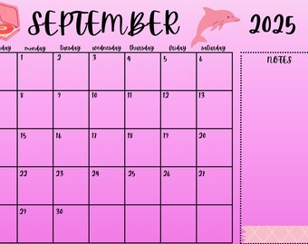 Cute Pink January 2025 Calendar - Digital - Etsy