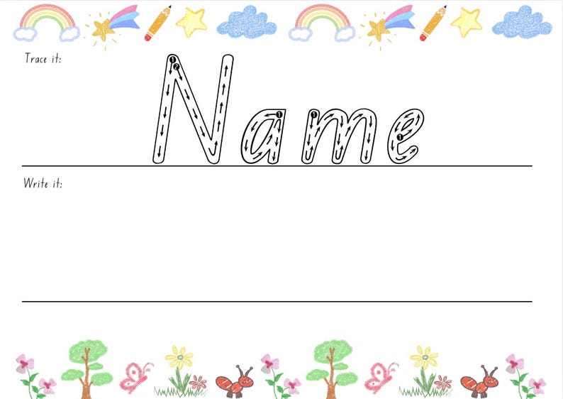 Editable Name Tracing Sheets - Etsy