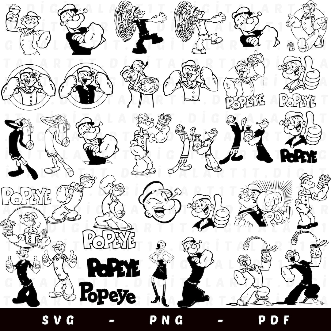 Popeye SVG Bundle: Cartoon Cut Files for Cricut (digital Download) - Etsy
