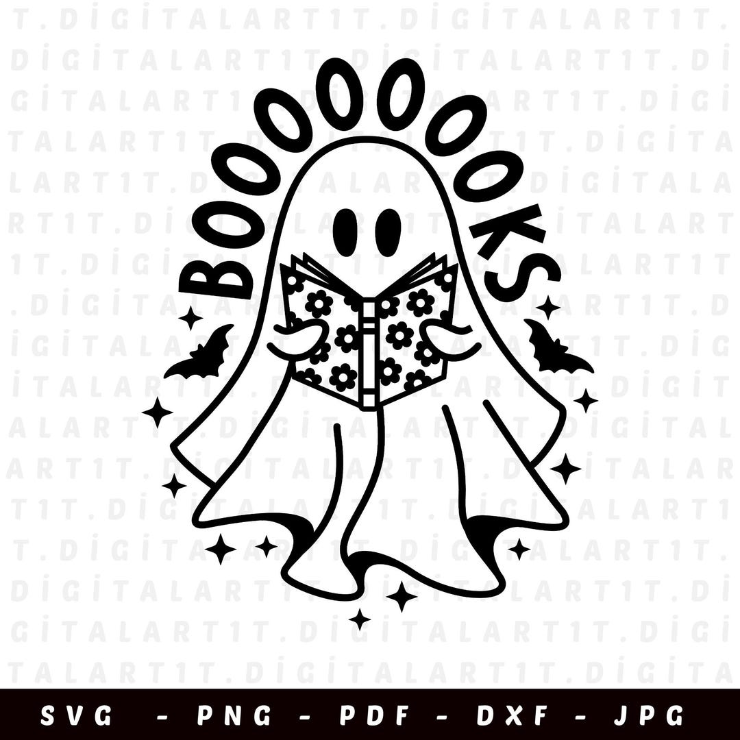 Ghost Books SVG, Ghost Png Dxf, Download File, Pdf Pattern, Instant ...