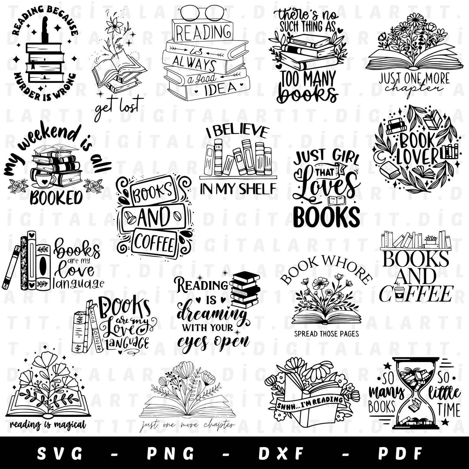 Book Lover Svg Bundle, Librarian Svg, Library, Book Svg, Reading Svg ...