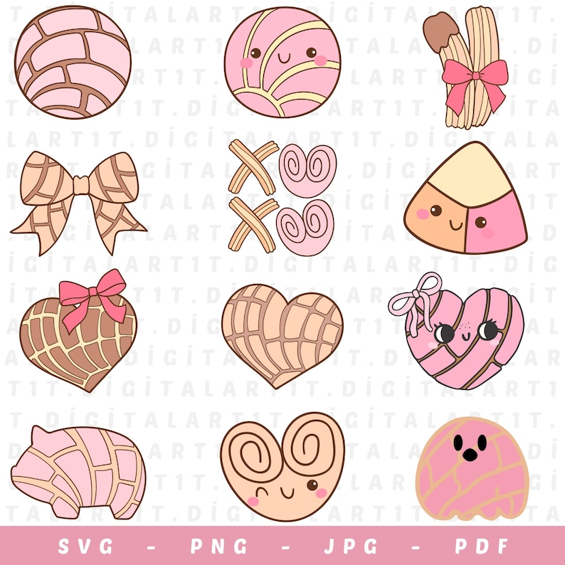 Concha SVG Bundle, Cute Mexican Bread Clipart (digital Download) - Etsy