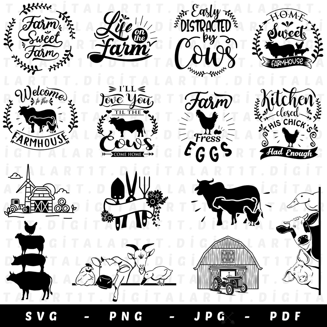 Farmhouse SVG Bundle, Cow Svg, Farm Life Designs, Digital Download - Etsy