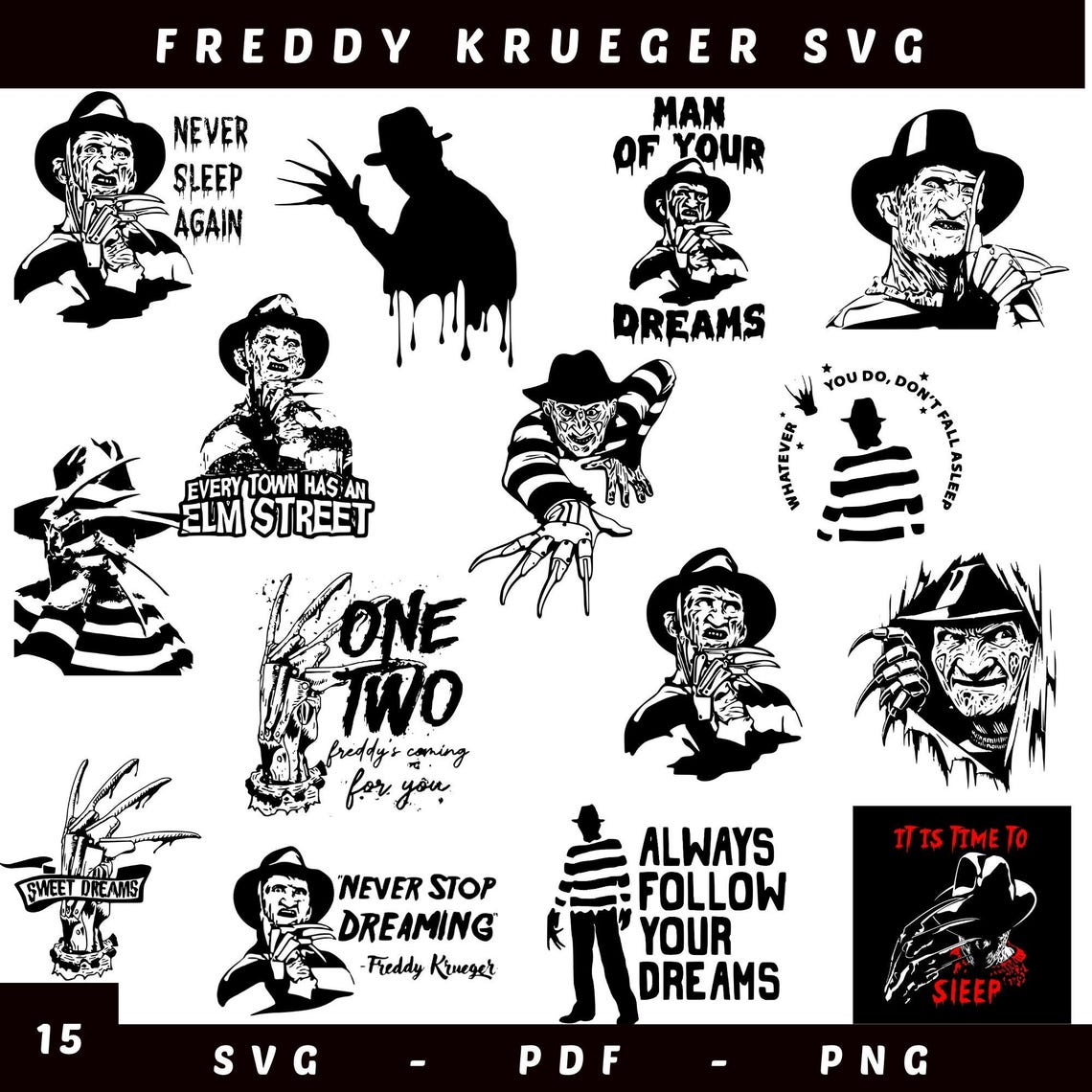 Horror SVG Bundle, Sweet Dreams, Horror Movie Character Svg, Digital ...