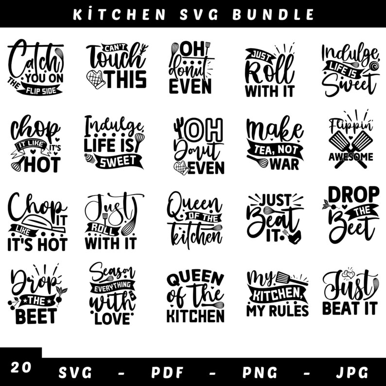 Kitchen SVG Bundle, 20 Svg Files, Digital Download, My Kitchen My Rules ...