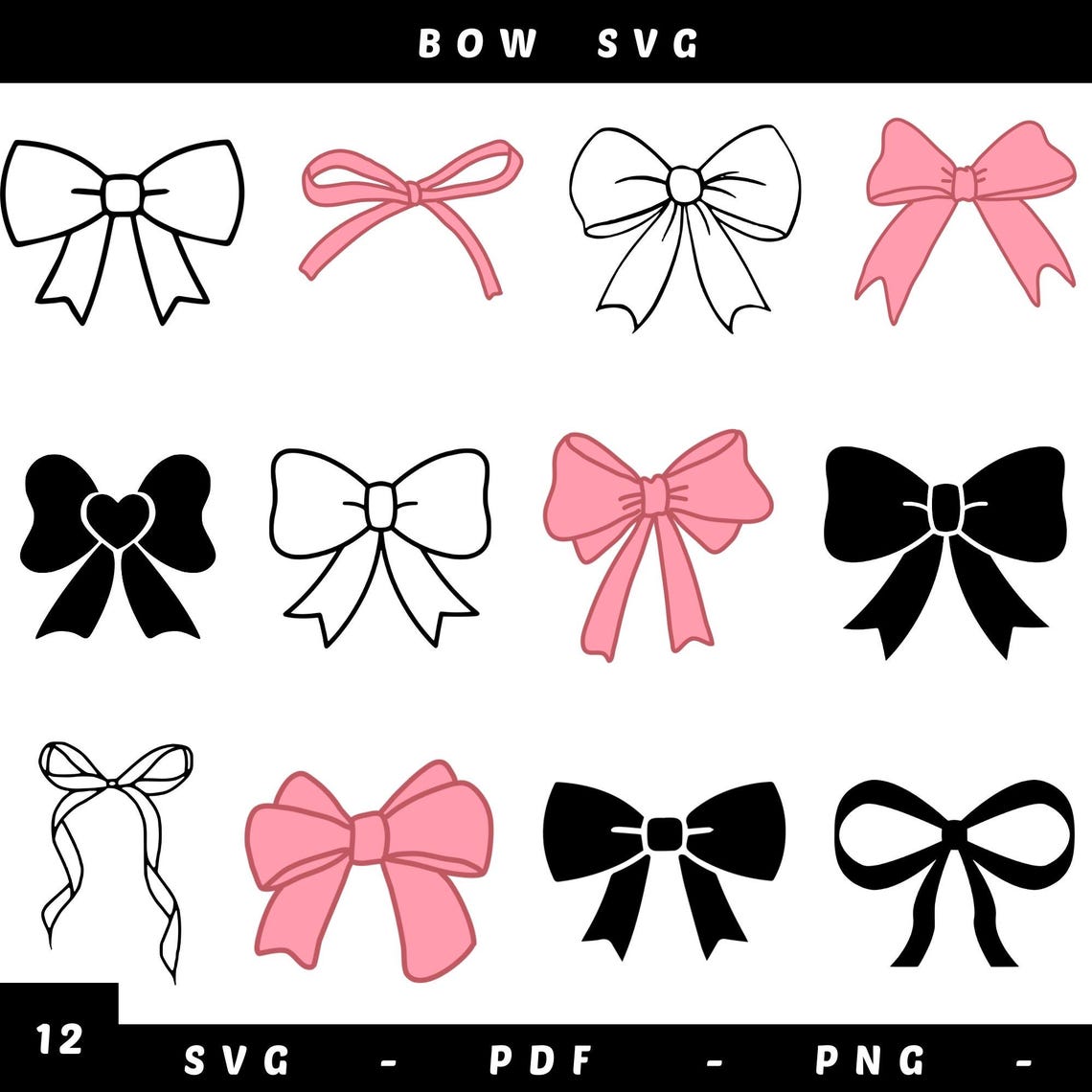 Pink Bow Svg, Bow Svg, Ribbon Bow Svg, Ribbon Svg, Coquette Bow ...