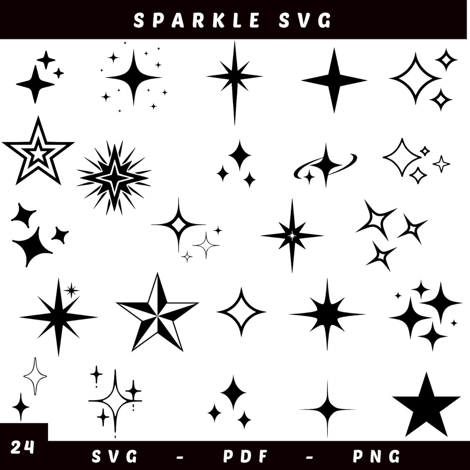 Sparkle SVG Bundle, Sparkle Star SVG, Sparkle Silhouette, Digital ...