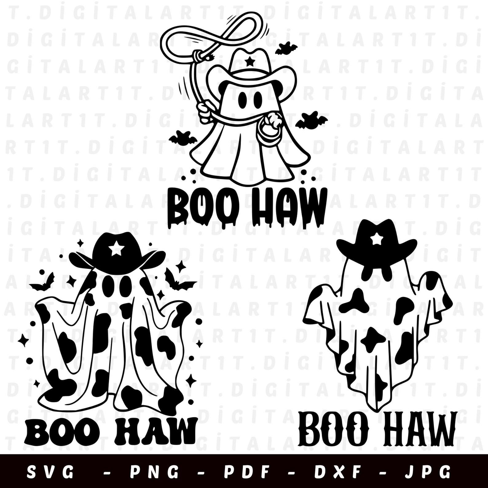Cowboy Ghost SVG: Boo Haw Clipart, T-shirt Design (digital Download) - Etsy
