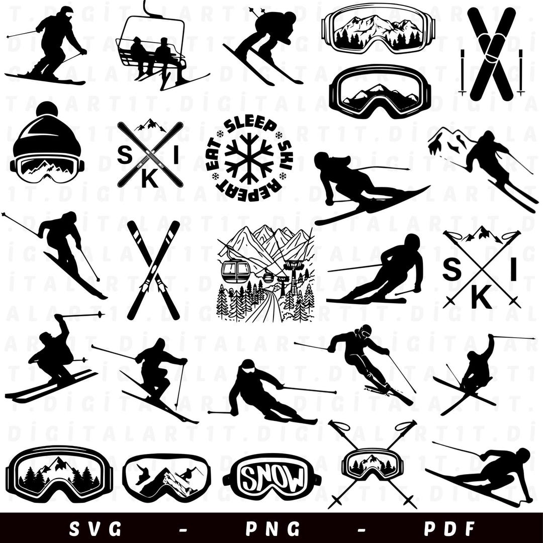 Skiing SVG Bundle: Winter Sports Graphics (digital Download) - Etsy