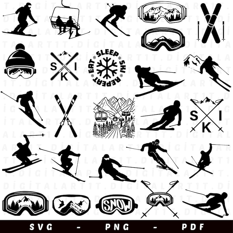 Skiing SVG Bundle: Winter Sports Graphics (digital Download) - Etsy