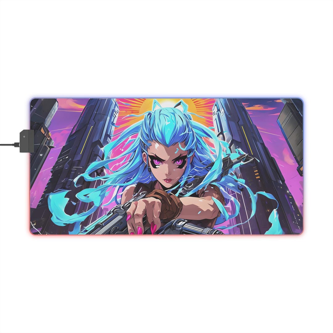 LED Gaming Desk Pad League of Legends Inspired Jinx, Perfect for Gamers ...