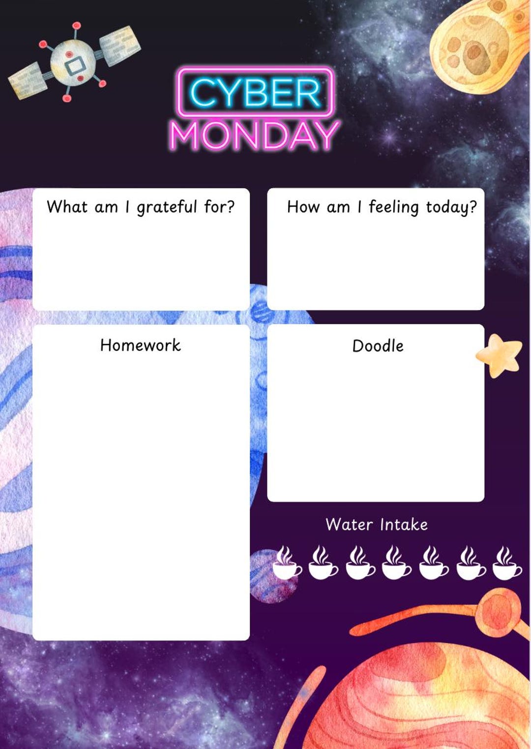 Digital Cute Calendar Printable, Kids Calendar Templates, Wall Calendar ...