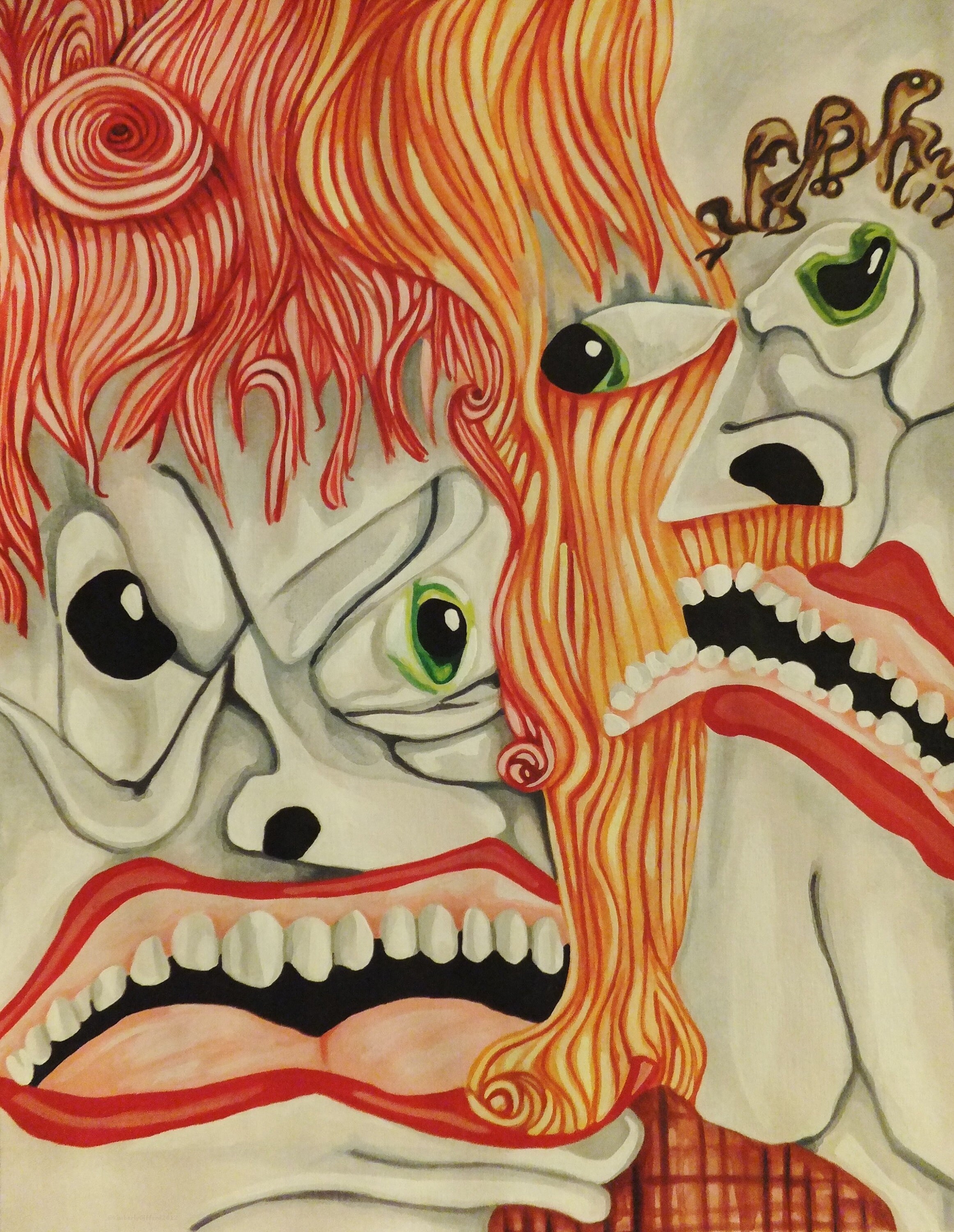 Oooh Angry Face-9x12in Acrylic Original Painting Surreal Abstract - Etsy