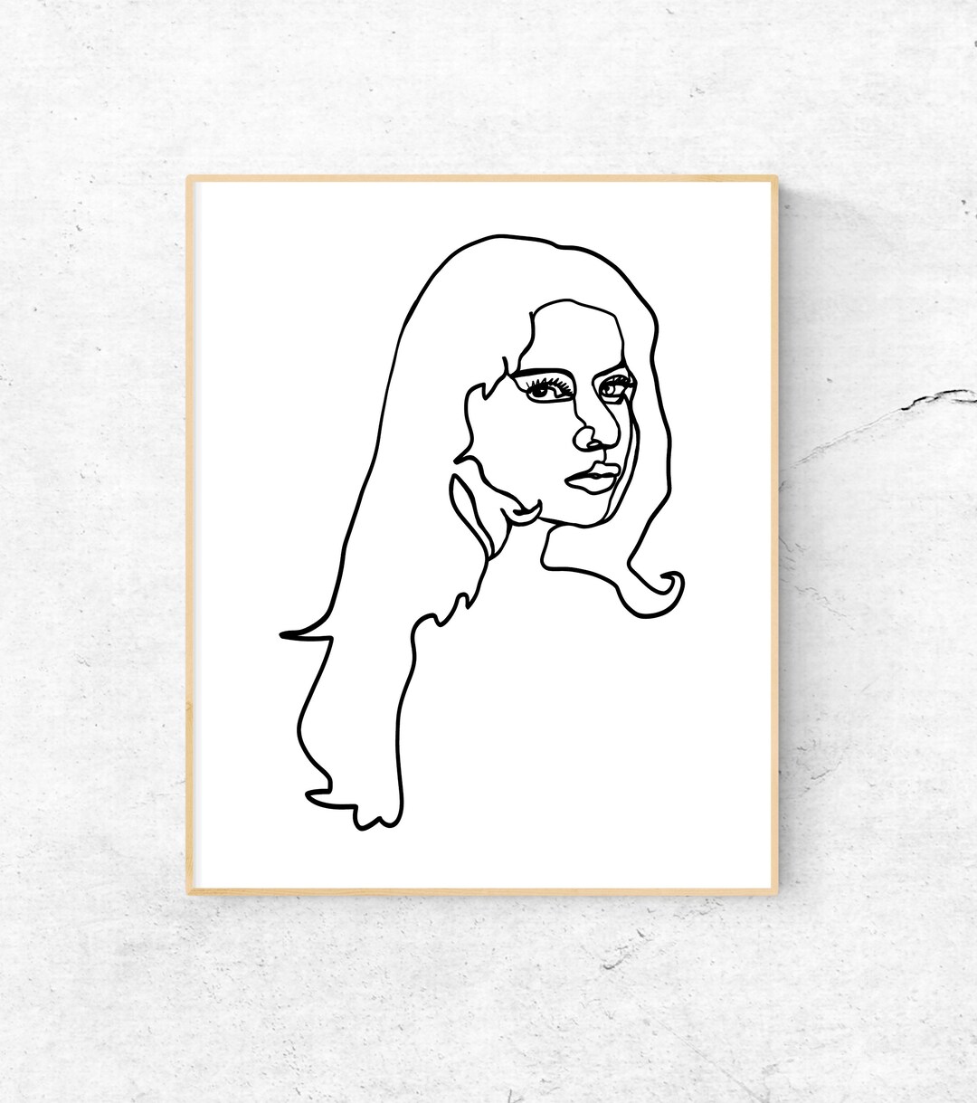 Long Haired Woman One Line Art Minimalist Digital Download Instant ...